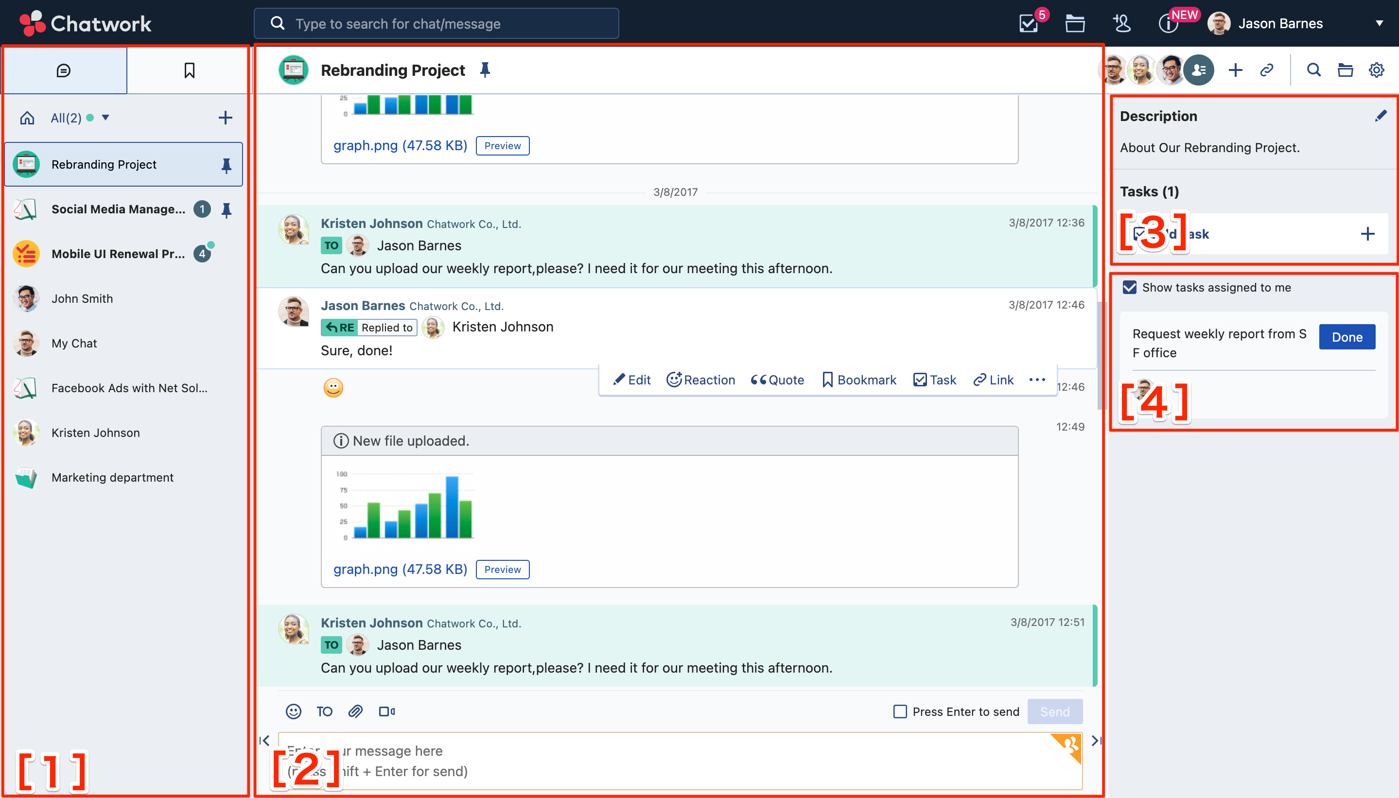 Elements of Chatwork’s screen – Chatwork‐en