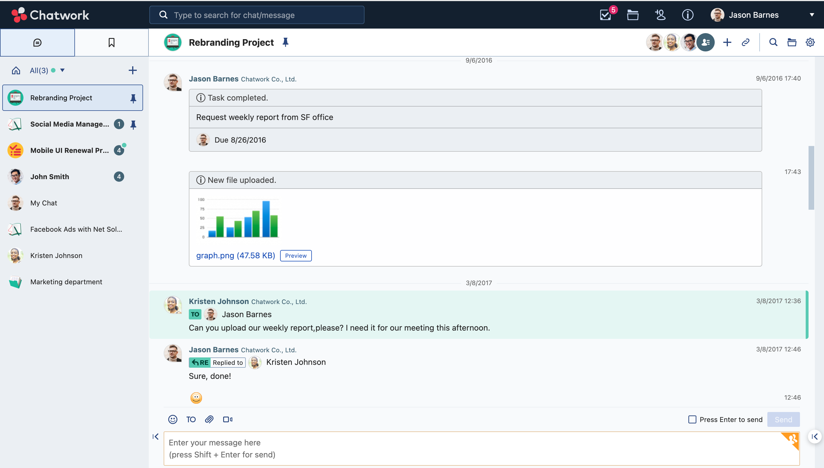 Elements of Chatwork’s screen – Chatwork‐en