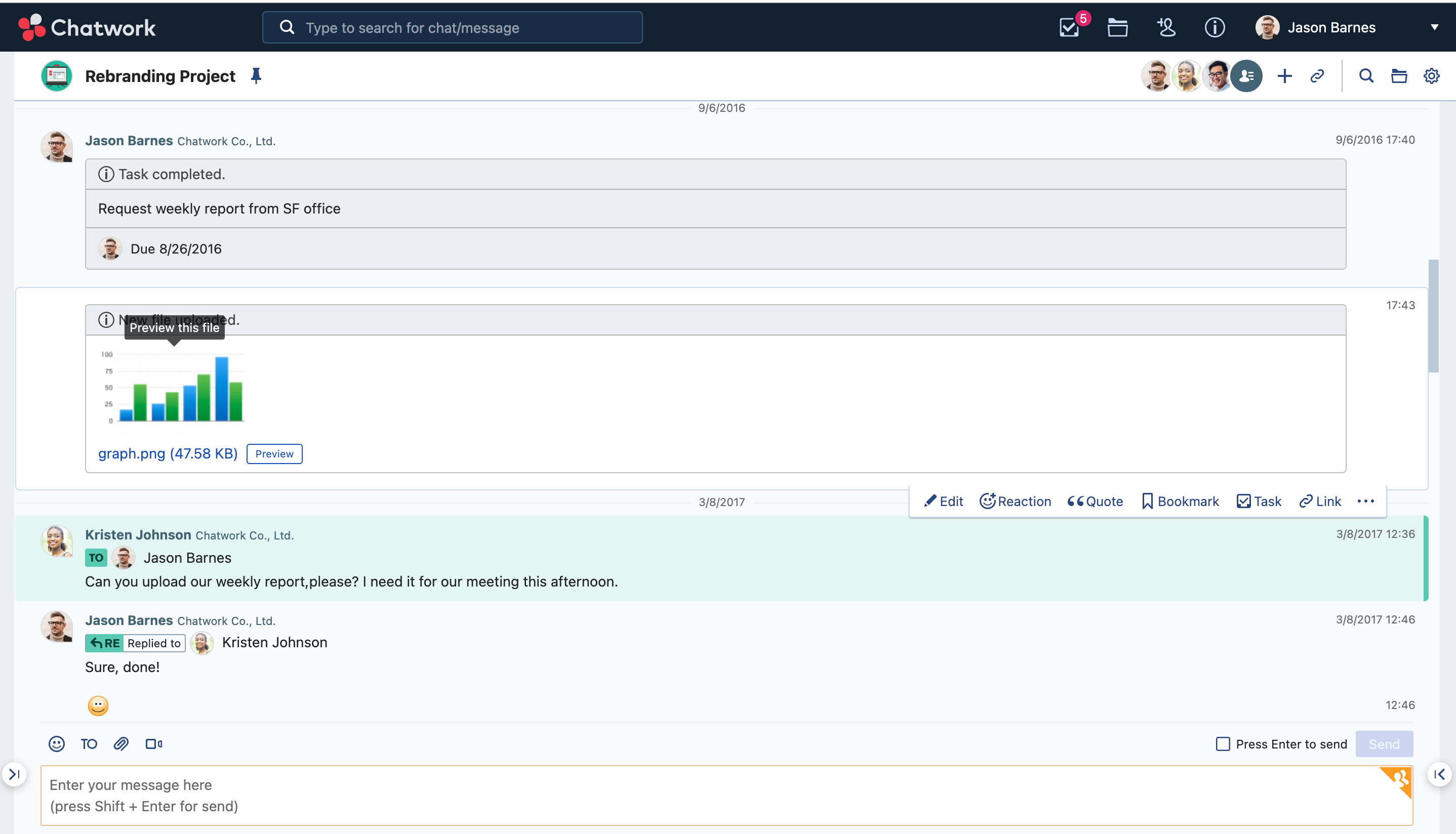 Elements of Chatwork’s screen – Chatwork‐en