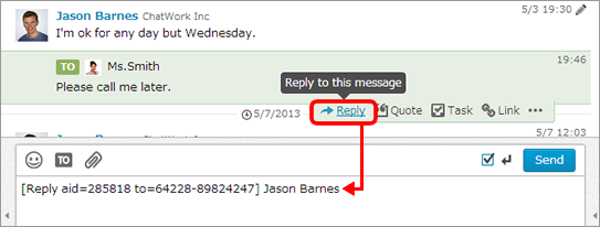 Reply/Quote messages – Chatwork‐en